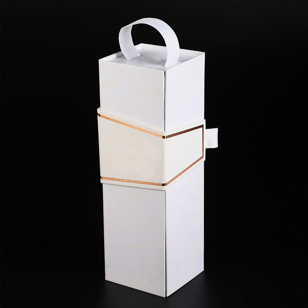 Handle Wine Bottle gift box UV Luxury Packaging Flat Cardboard gin ...